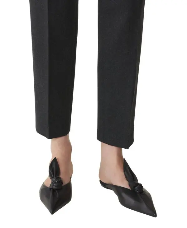 LANVIN Midnight Step Leather Bow Mule - Black