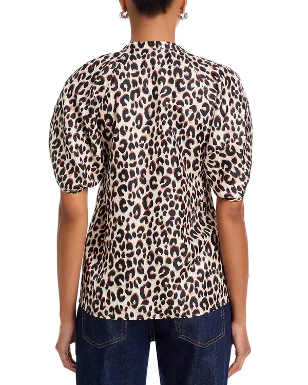 3.1 Phillip Lim Leopard Print Ruched Sleeve Top