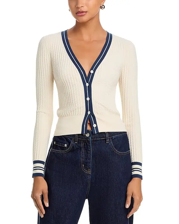 3.1 Phillip Lim Textured Rib Wide V-neck Cardigan