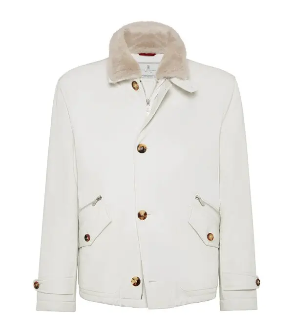 Brunello Cucinelli Padded Shearling-collar Bomber Jacket