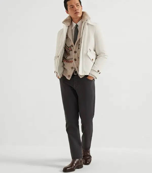Brunello Cucinelli Padded Shearling-collar Bomber Jacket