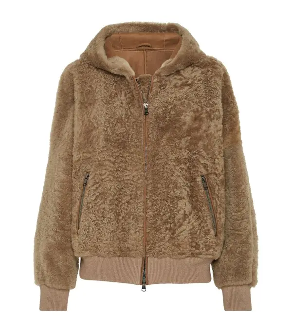 Brunello Cucinelli Shearling Zip-up Hoodie