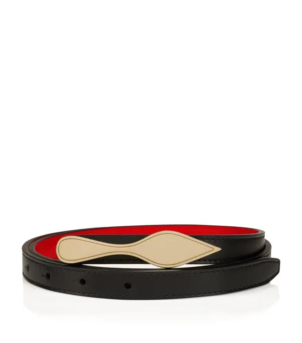 CHRISTIAN LOUBOUTIN Bettina Leather Reversible Belt - Black
