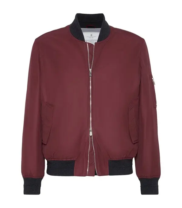 Brunello Cucinelli Technical Satin Bomber Jacket - Red