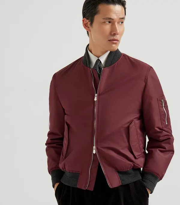 Brunello Cucinelli Technical Satin Bomber Jacket - Red