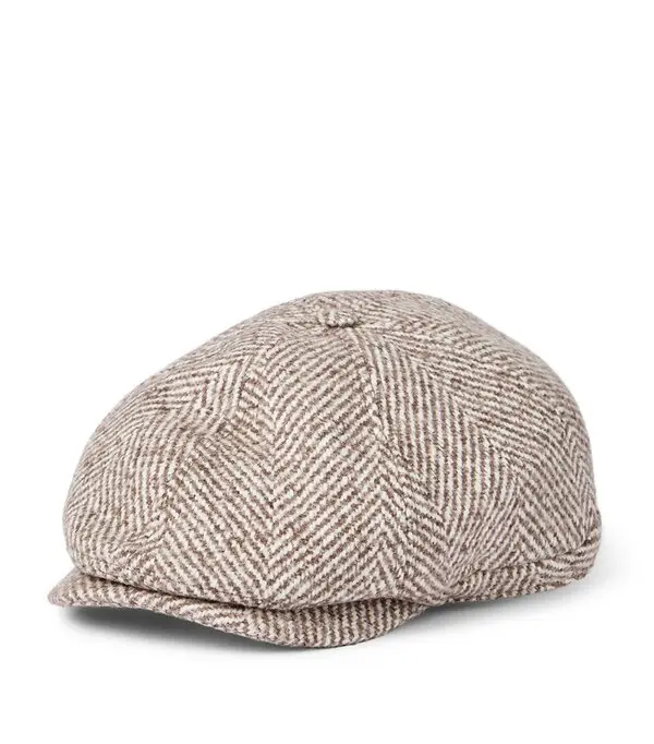 Brunello Cucinelli Wool-alpaca Chevron Flat Cap - Beige