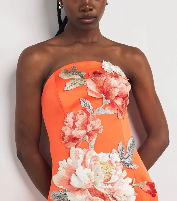 LEO LIN Floral Appliqué Ava Maxi Dress - Orange