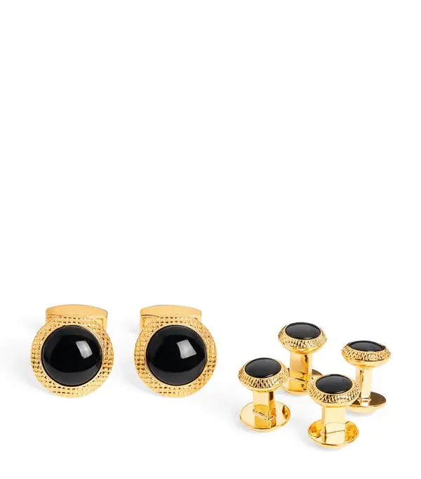 Tateossian Black Onyx Bullseye Cufflinks And Studs Set - Gold
