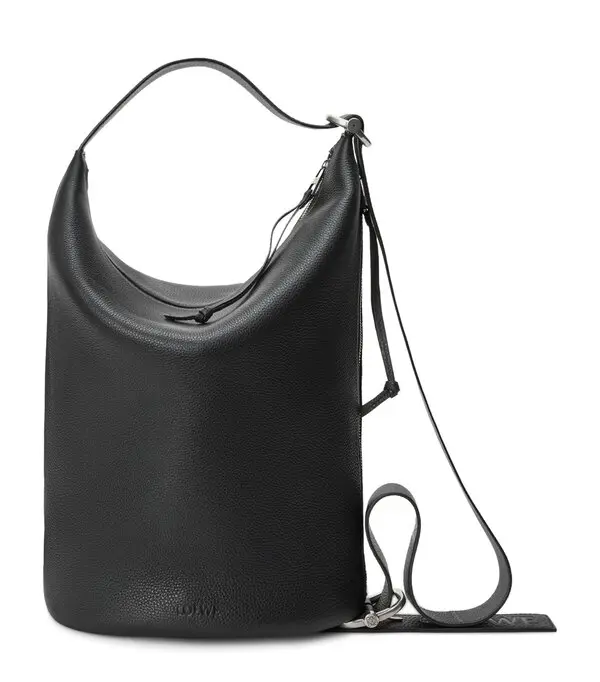 Loewe Medium Leather Loop Bucket Bag - Black
