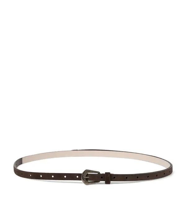 Brunello Cucinelli Leather Slim Belt - Brown