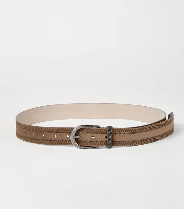 Brunello Cucinelli Suede Textured Belt