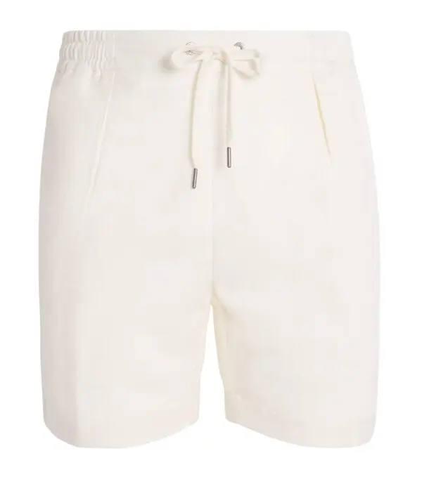 Ralph Lauren Purple Label Silk-linen Drawstring Shorts - Ivory