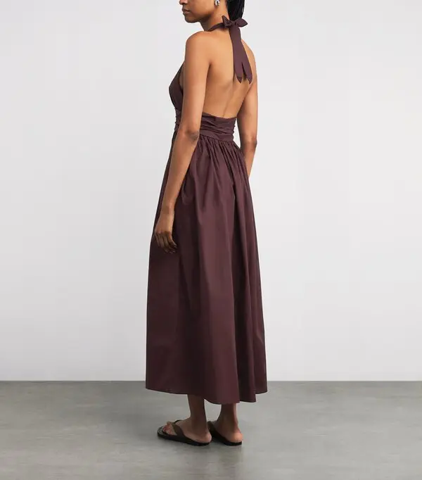 Matteau Cotton Plunge Halter Maxi Dress