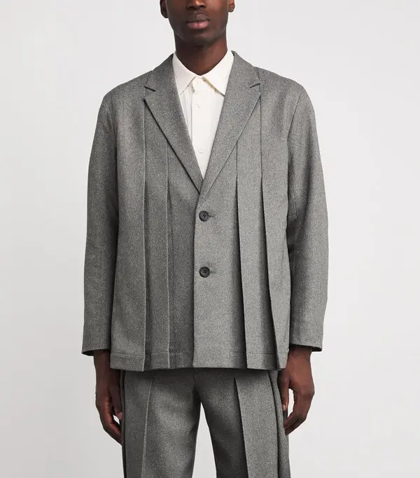 Issey Miyake Tweed Pleated Blazer - Grey