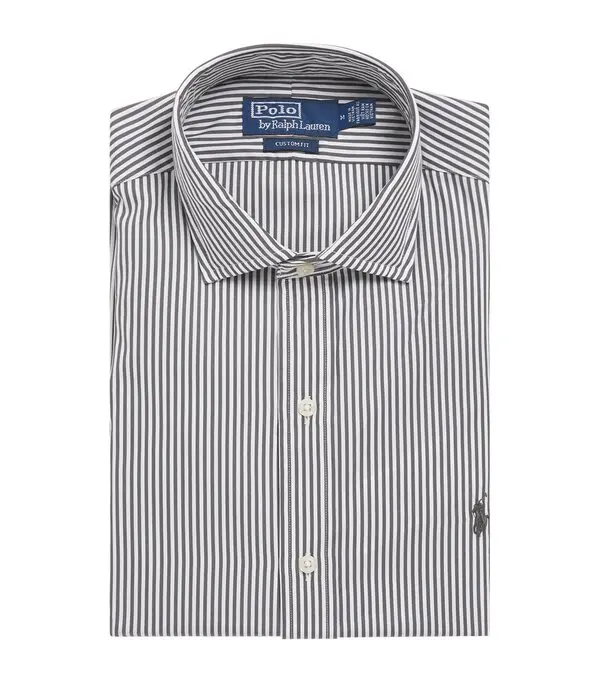 Polo Ralph Lauren Cotton Poplin Custom Fit Stripe Shirt - Grey