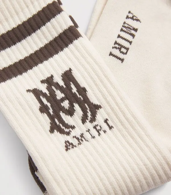 Amiri Striped Logo Socks - Beige