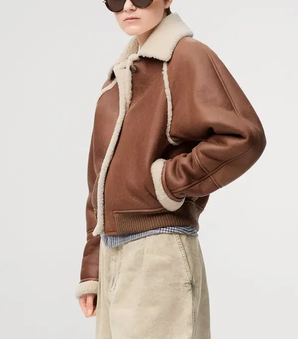 Loewe Lambskin Shearling-collar Bomber Jacket