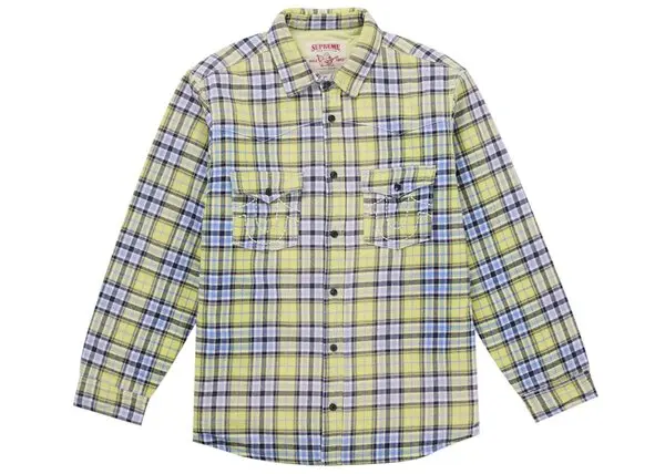 Supreme True Religion Quilted Lined Plaid Flannel Shirt - Yellow
