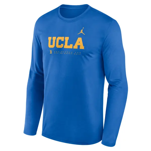 Nike Ucla Courtside Basketball Shootaround Legend Jordan Brand Dri-fit College Long-sleeve T-shirt - Blue