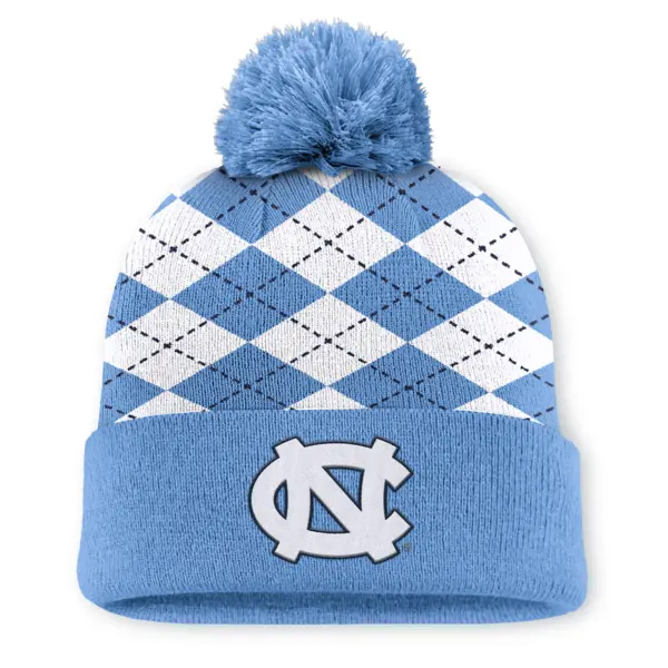 Nike North Carolina Peak Argyle Jordan Brand College Cuffed Pom Beanie - Blue