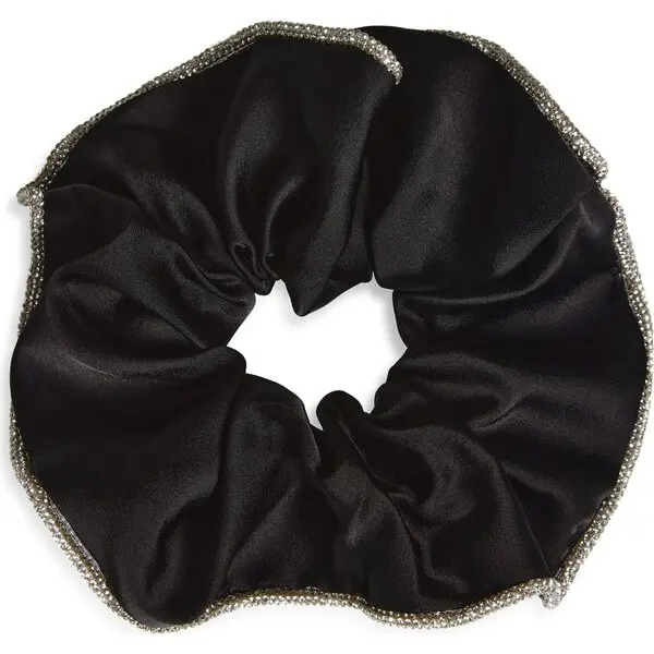 Tasha Crystal Embellished Velvet Scrunchie - Black