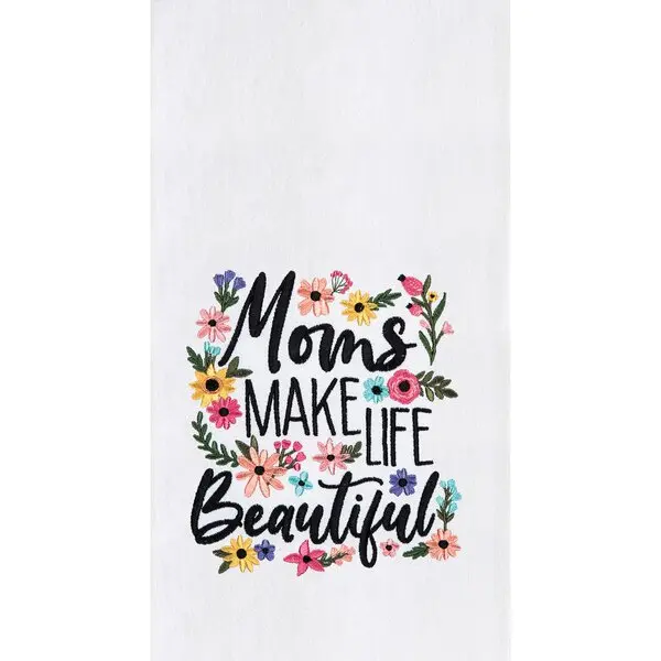 C&F HOME Beautiful Mom Floral Kitchen And Bathroom Embroidered Hand Towel - Pink