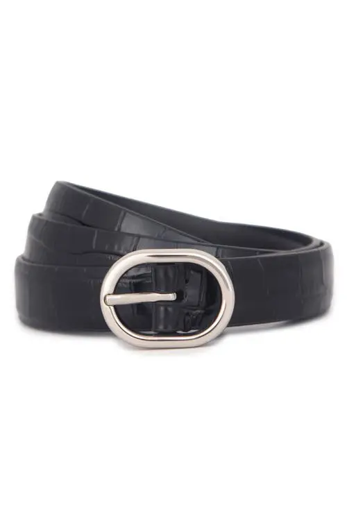 Vince Croc Embossed Leather Belt - Black