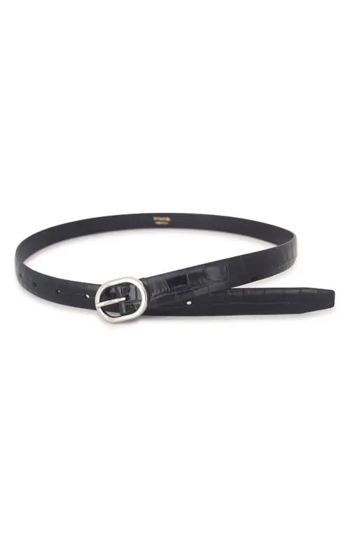 Vince Croc Embossed Leather Belt - Black