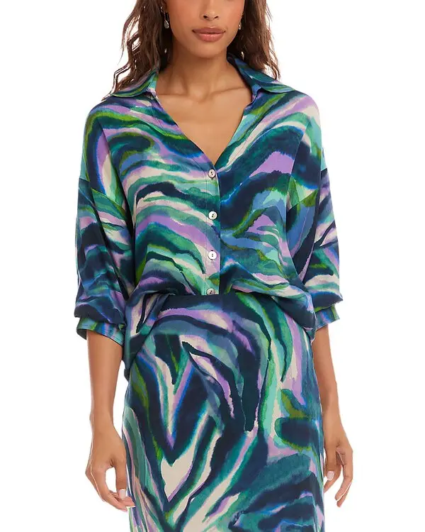 Karen Kane Lantern Sleeve Button-front Top