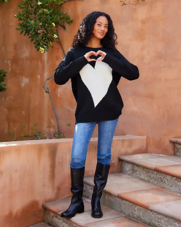 Karen Kane Heart Jacquard Sweater