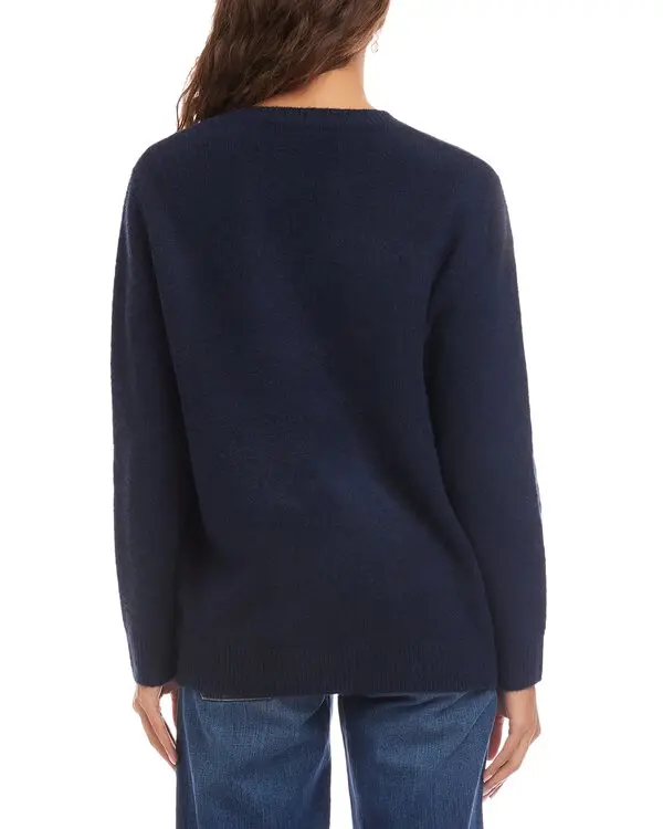 Karen Kane Heart Jacquard Sweater - Navy Blue