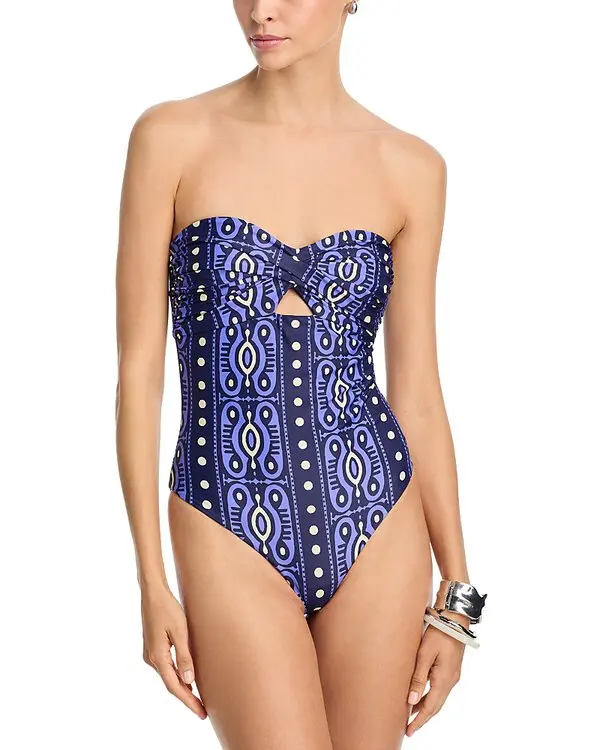 Johanna Ortiz Tribal Print One Piece Swimsuit - Navy/ecru