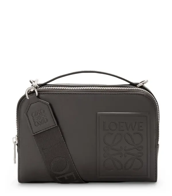 Loewe Mini Leather Camera Bag With Embossed Anagram Patch - Grey