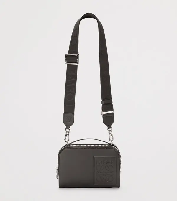 Loewe Mini Leather Camera Bag With Embossed Anagram Patch - Grey