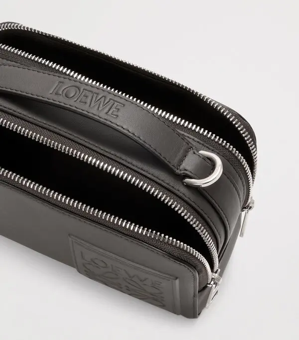 Loewe Mini Leather Camera Bag With Embossed Anagram Patch - Grey