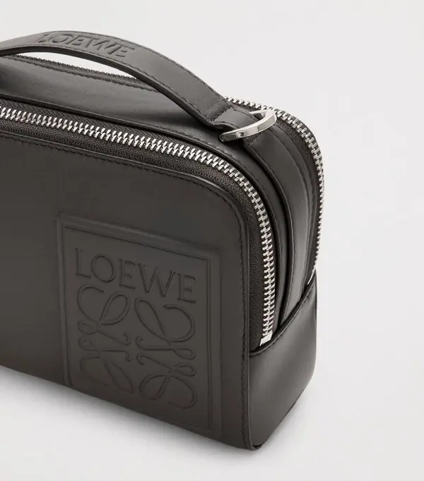 Loewe Mini Leather Camera Bag With Embossed Anagram Patch - Grey