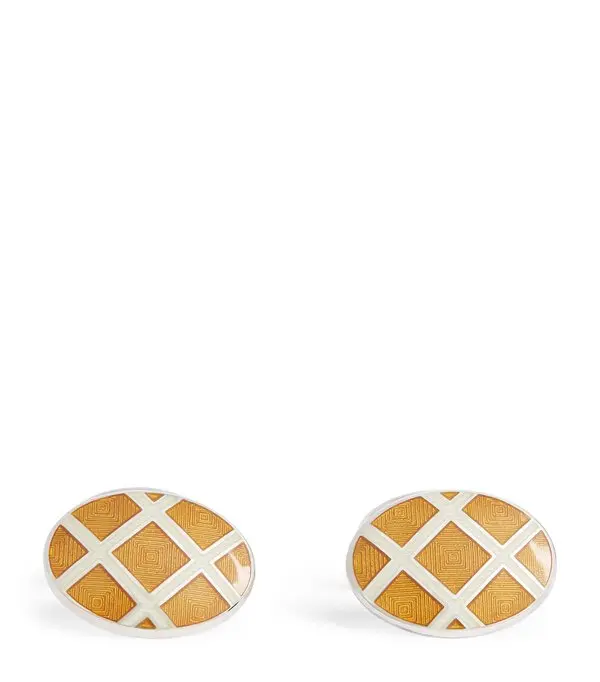 DEAKIN & FRANCIS Sterling Silver And Enamel Cufflinks - Brown