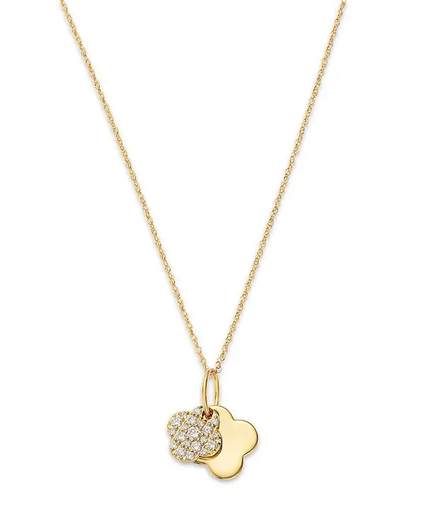 Bloomingdale'S Diamond Clover Pendant Necklace - Gold