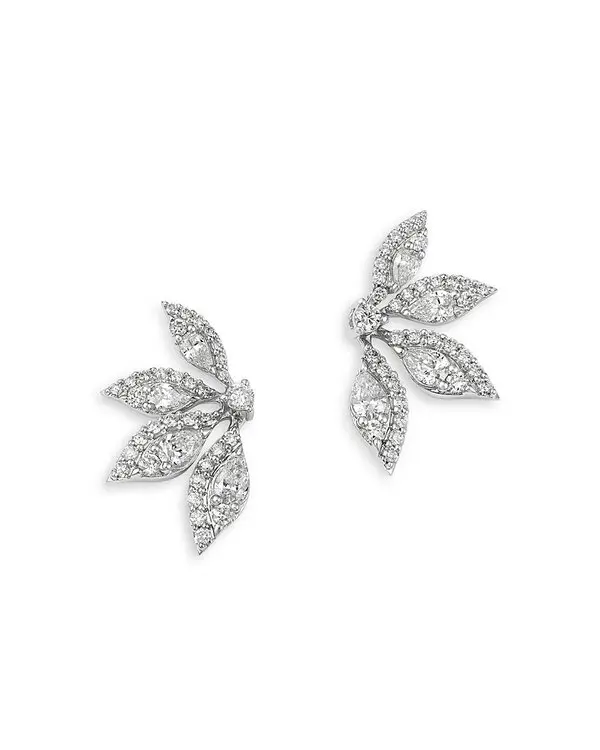 Bloomingdale'S Diamond Flower Stud Earrings 1.10 Tcw - White Gold