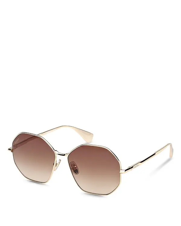 Max Mara Geometric Sunglasses, 57mm - Gold/brown