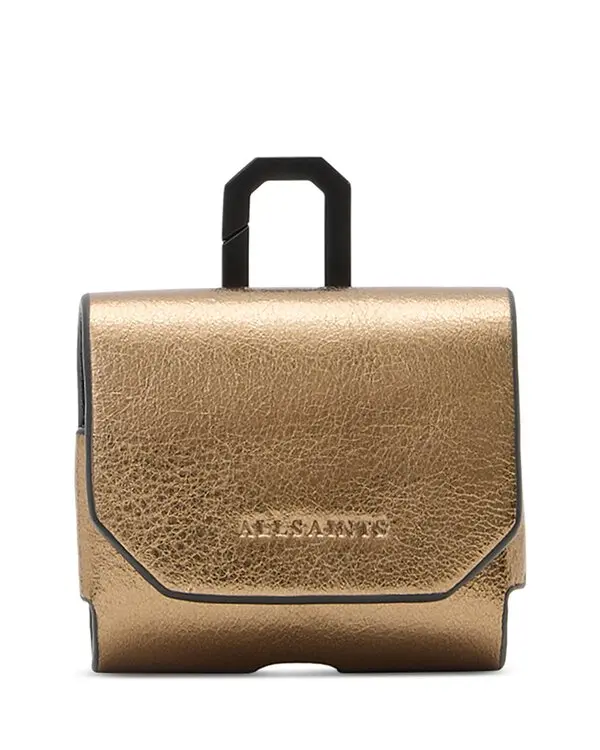 ALLSAINTS Hex Metallic Leather Airpods Case - Warm Brass