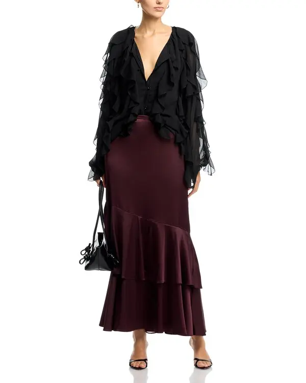 AREA STARS Tiered Maxi Skirt