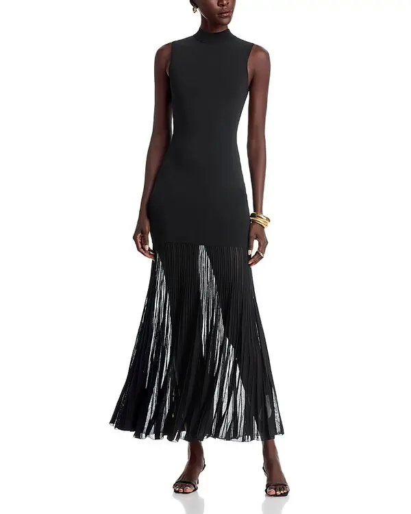 Michael Kors Mock Neck Sheer Maxi Dress