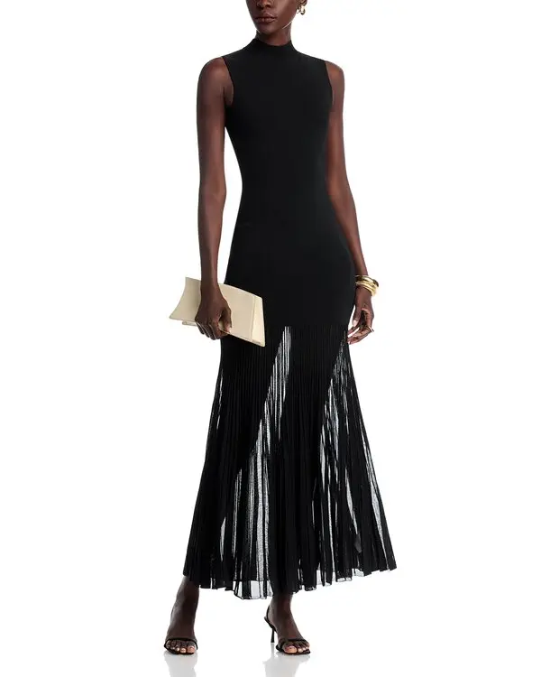 Michael Kors Mock Neck Sheer Maxi Dress