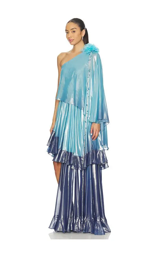 LA FUORI One Shoulder Draped Dress