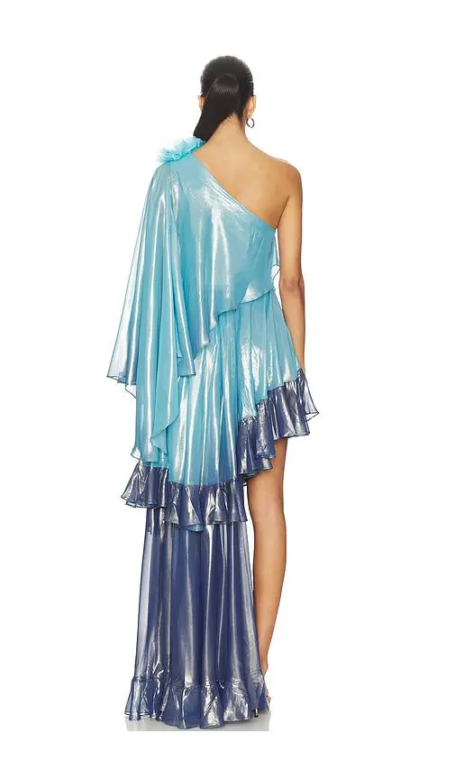 LA FUORI One Shoulder Draped Dress