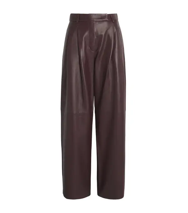 Eleventy Leather Pleated Trousers