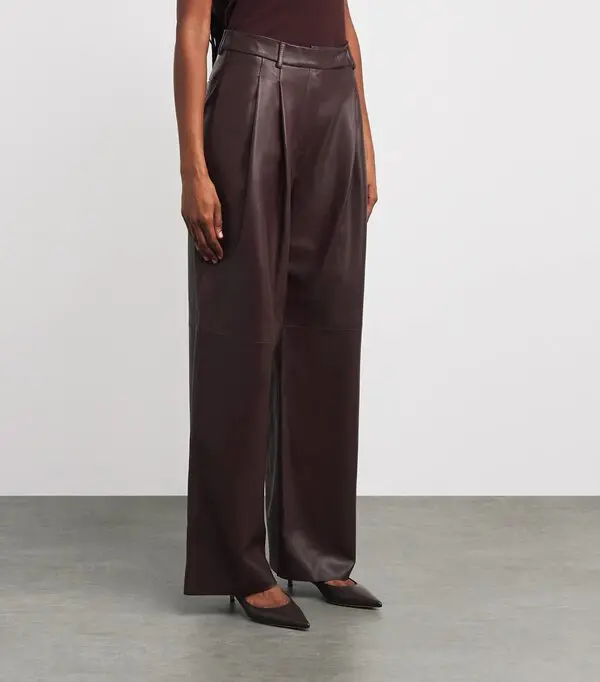 Eleventy Leather Pleated Trousers