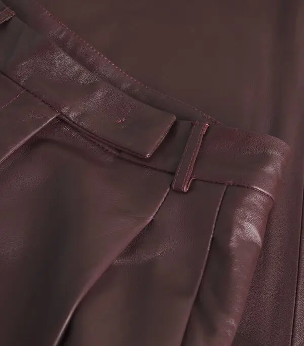Eleventy Leather Pleated Trousers