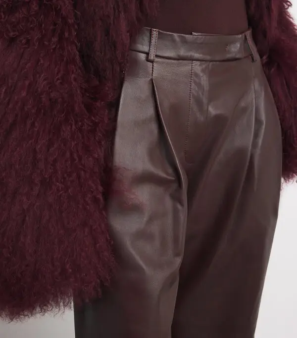 Eleventy Leather Pleated Trousers